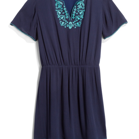 Brixon Ivy | Dresses | Brixton Ivy Embroidered Linda Dress 2x Navy Blue ...